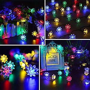 ITICdecor Solar Flower String Lights Outdoor Waterproof 50 LED Upgraded Flower Fairy Light for Garden Fence Patio Yard Christmas Tree Lawn Party (Multi-Colored)