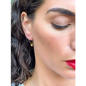 Monte Christo Diamond Safety Pin Hoop Earring | Single Earring | Handmade Gold Hoop Earrings | Jewelry Gift For Women | Hoop Earrings, Safety Pin Earrings, Charm Earrings | Made In The USA | Yellow Gold