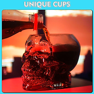 GXFCCYXT 2 Pieces Halloween Skull Glass Wine Glass -12oz/350ml Unique Cocktail Glasses Funny Clear Skull Cup for Cocktail Margarita Whiskey Juice Holiday Decorations Gifts Or Themed Party