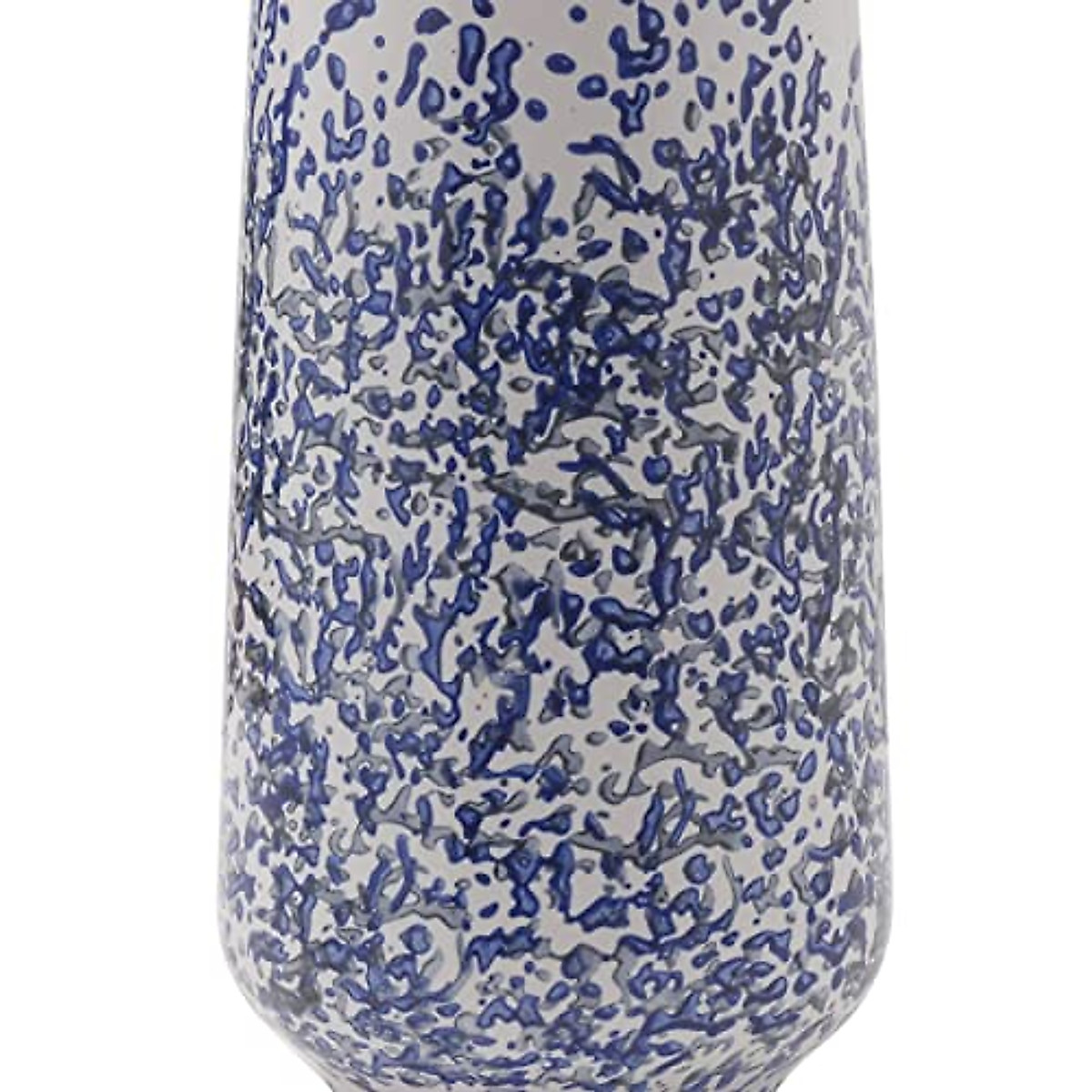 Scott Living Blue and White Ceramic Vase, for Use with Faux or Dried Flowers, 4.92x4.92x14.96 Inch