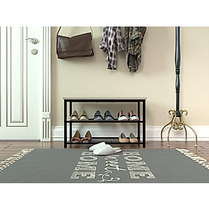 Rooflare Shoe Bench, 3 Tiers Shoe Rack for Entryway, Storage Organizer with Two Iron Shelf and top for Board, Shoe Shelf, Metal Steel Frame, Black, Durable