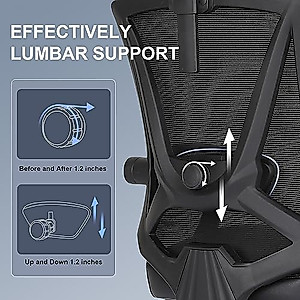 Misolant Ergonomic Office Chair with Footrest, Ergonomic Desk Chair with Adjustable 2D Lumbar Support, High Back Office Chair with Adjustable Headrest, Comfortable Leather Office Chair -Black