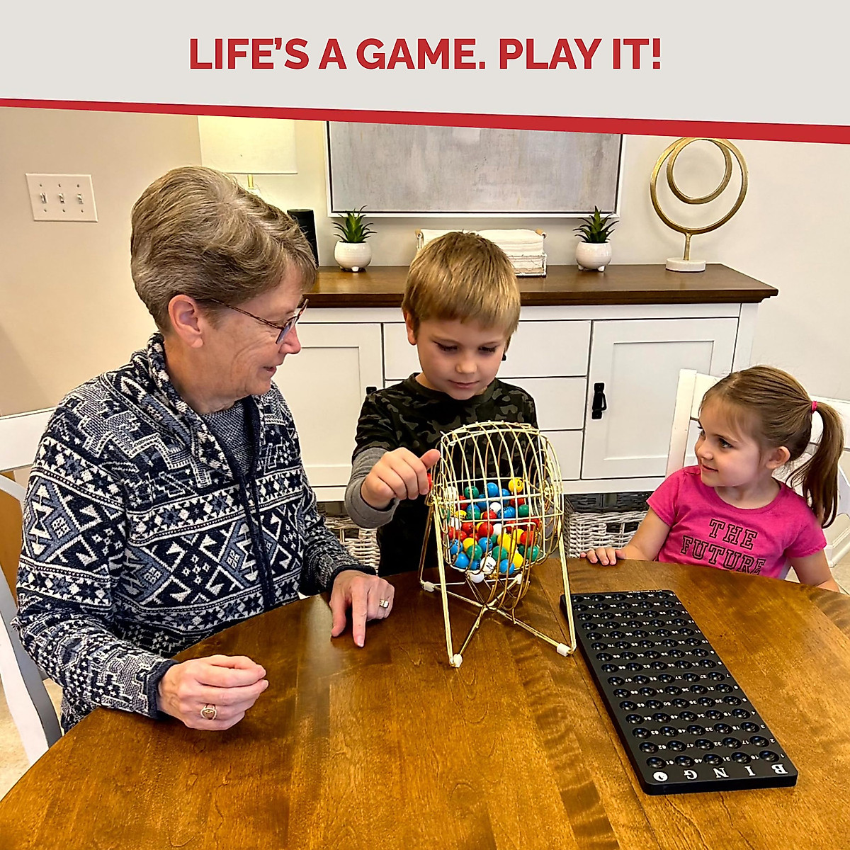 MR CHIPS 11" (Inch) Tall Professional Bingo Set with Steel Cage, Everlasting 7/8” Balls, Master Board for Balls - Luxury Gold Color