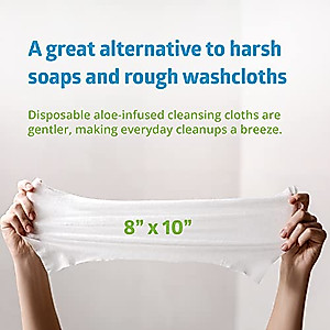 Medline-MSC263954 FitRight Aloe Personal Cleansing Cloth Wipes, Unscented, 8 x 12 inch Adult Large Incontinence Wipes, 100 count, pack of 6 - White