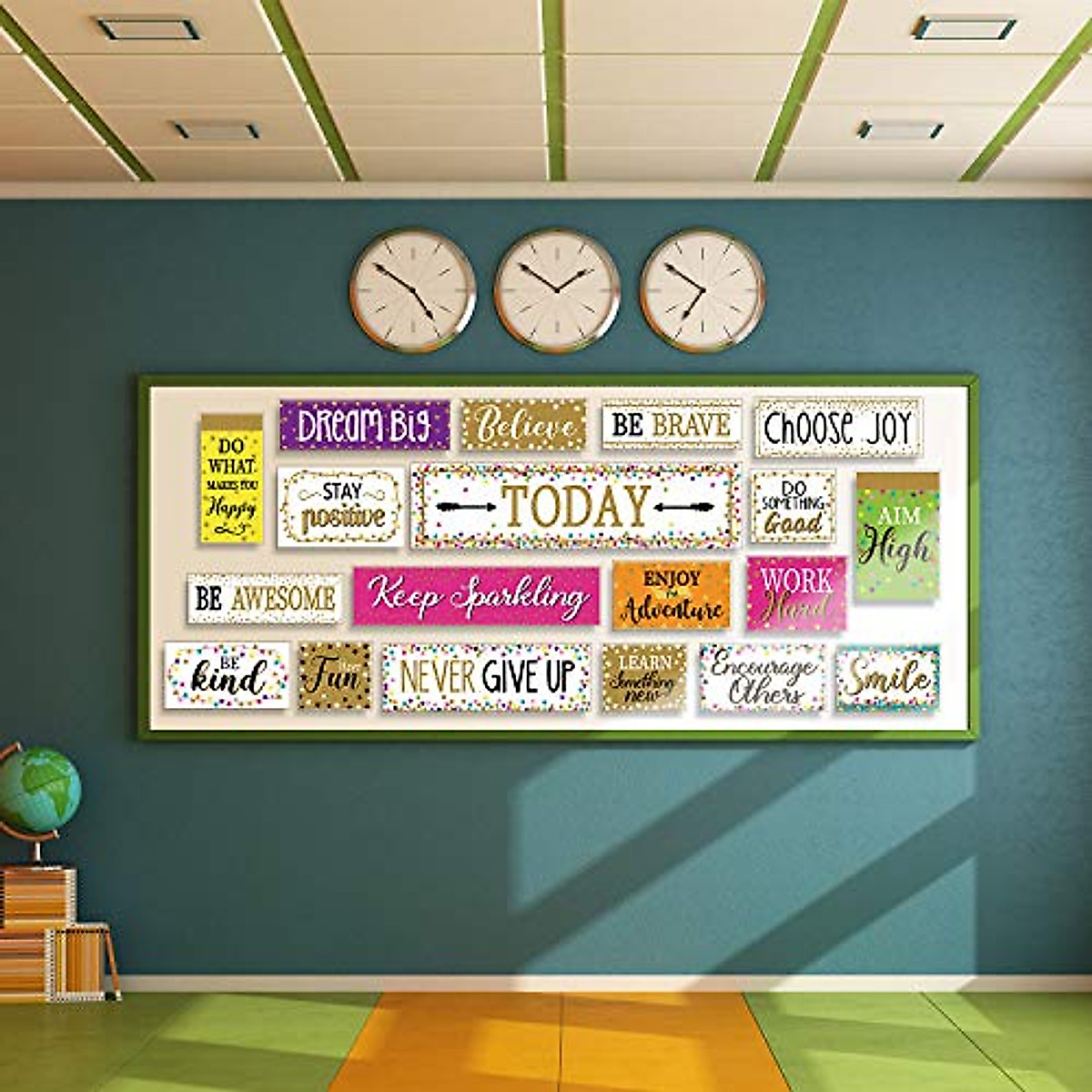 Home Classroom Sweet Motivational Gallery Signs, Confetti and Shine Bulletin Board Motivation Cards with Glue Point Dots for Bulletin Board Classroom School Office Home Nursery (Motivational Style)