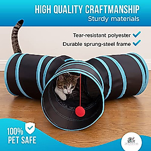 Pop Up Cat Tunnel Toy – Durable, Tear-Resistant Pet Tunnel for Cats, Rabbit Tunnel & Kitty Tube – Space-Saving Cat Tunnels for Indoor Cats with Hanging Ball & Peekaboo Hole