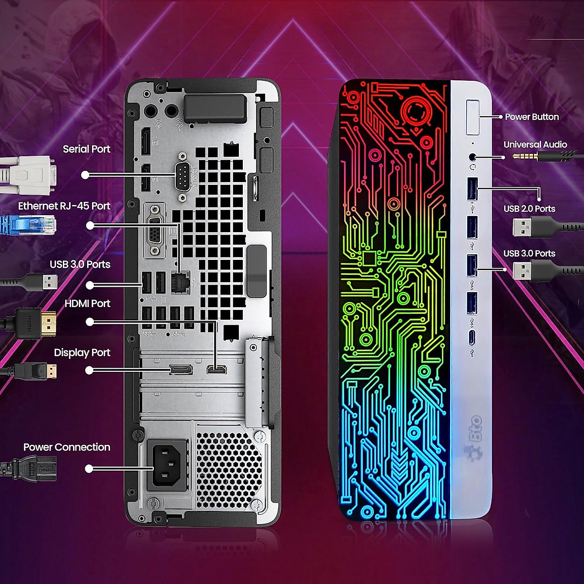 HP ProDesk Desktop RGB Computer PC Intel i5-6th Gen. Quad-Core Processor 8GB DDR4 Ram 512GB SSD, 22 Inch Monitor, Gaming Keyboard and Mouse, Speakers, Built-in WiFi, Win 10 Pro (Renewed)