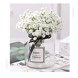 Artificial Flowers Baby's Breath Gypsophila Real Touch Flowers for Wedding Party Home Garden Decoration (White - Pack of 6pcs)
