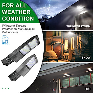 OSTEK LED Parking Lot Lights 100W LED Shoebox Street Pole Lighting, Waterproof 14000LM Outdoor Commercial Area Road Lighting 5000K 100-277V DLC UL (Yoke Mount Bracket, 100W - 5000K)