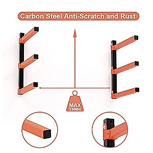 TORACK Lumber Storage Metal Rack, Wood Organizer with 3-Level Wall Mount (1PACK)