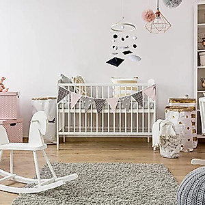 Vlokup Montessori Mobile, Black and White Woodland Baby Crib Mobile, Neutral Nursery Mobile Decoration for Pack N Play, for Baby Boy & Girl