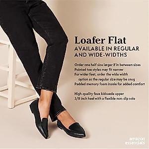 Amazon Essentials Women's Loafer Flat, Black Faux Leather, 9.5