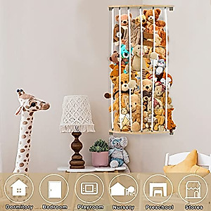 CIDKDIC Large Capacity Stuffed Animal Storage Hammock, Corner Plushie Net Toy Organizers, Length Adjustable Wall Hanging Plush Hammock Kids Organizer for Nursery Kid’s Play Room Bedroom