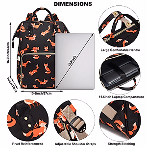 Dezcrab Fox Laptop Backpack for Women, College Bookbag School Backpack Work Business Travel 15.6 Inch Computer Backpacks