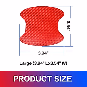 Banseko 4 PCS Car Door Handle Protective Sticker,Anti-Scratches 3D Carbon Fiber Texture Car Door Handle Paint Scratch Personalize Protective Pad Sticker (Red, Large (3.94" Lx3.54 W))