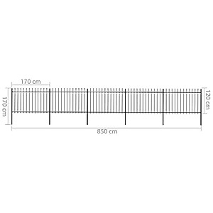 Garden Fence with Spear Top,Garden Fence Border,Portable Fence,Privacy Fence,Fencing for Yard,Private Fence,Garden Fence for Dogs,for Patio,Backyard,Outdoor Pool,Porch,Steel 334.6"x47.2" Black
