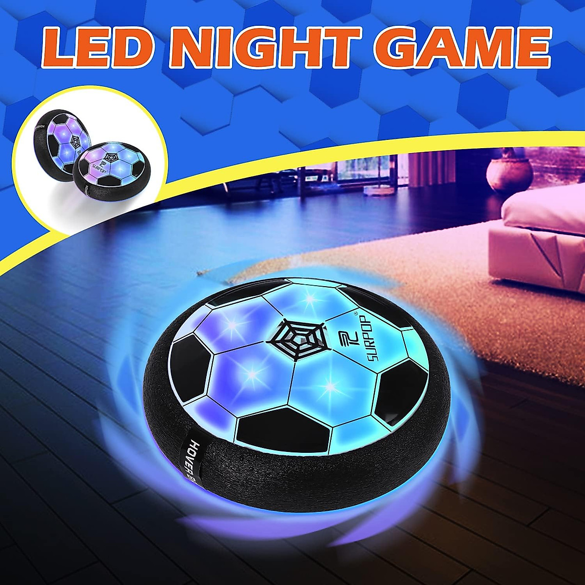 2 Pcs Hover Soccer Toys Set, Boys Gift Idea for Age 6 7 8 9 10 11 12 Years Old, Teen Boys World Cup Christmas Easter Stuffers Valentine Holiday Birthday Present Ball Toy