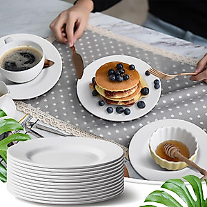 Hushee 12 Pack 24 Pack White Dessert Plates/Salad Dishes Set, Small Dinner Plates for Snacks, Dishes, Round Serving Dishes (7 Inch)