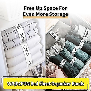 Bed Sheet Organizer Bands For Linen Closet (King 4 Pack), Elastic Bedsheet Band Strap Set, Bedding Sheet Keeper For Laundry Room Organization And Storage, Fastener Label For Organzing Pillow & Duvet