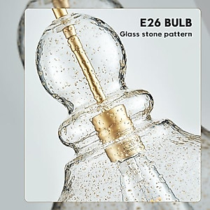 FookChak Gold Pendant Light, Modern Glass Pendant Lighting Over Table 10inch Large Brass Ceiling Haning Light Fixture for Kitchen Island Kitchen Sink Dining Room Hallway Entrance, 1-Light E26