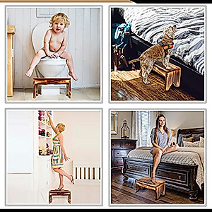 Adult Wooden Step Stool - Very Sturdy Adult Step Stool, Kitchen Step Stool, Bed Stool for High Beds，Great Wood Step Stool for Adults，Lightweight, Quality Eco Pine，Attractive & Easy Assemble 9 X 8 X 19