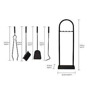 JVL 11-324 Lambeth Contemporary Fireside Companion Arch Tool Set, Steel, Black, 23 x 14 x 66 cm, 4 Pieces …