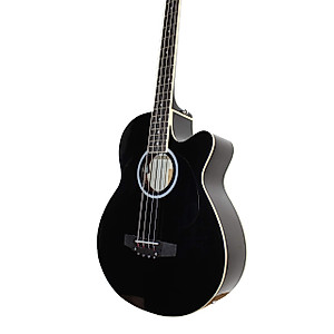 YMC 4 Strings Cutaway Acoustic-Electric Bass Guitar With 4-Band Equalizer, Adjustable Truss Rod,Gig Bag,Strap,Picks- (Black)