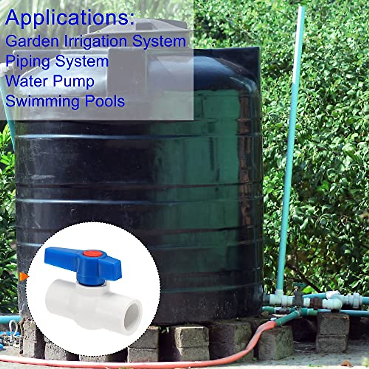 M METERXITY 10 Pack Ball Valve - Irrigation Water Flow Control, Slip Plastic Shut-Off Valve, Apply to Outdoor/Garden/Swimming Pools(20mm ID, White Blue)