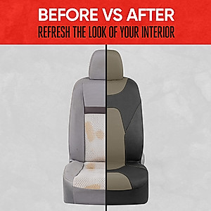 Motor Trend AquaShield Car Seat Covers for Front Seats, Beige – Two-Tone Waterproof Seat Covers for Cars, Neoprene Interior Covers for Auto Truck Van SUV