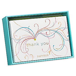 Papyrus Thank You Cards with Envelopes, Swirl Glitter (14-Count)