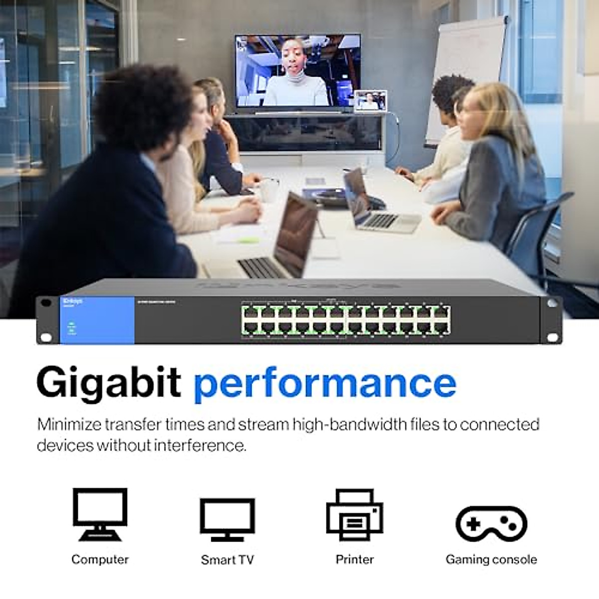 Linksys LGS124P 24 Port Gigabit Unmanaged Network PoE Switch with 12 PoE+ Ports @ 120W for Business, Office, IP Surveillance - Ethernet Switch Hub with Metal Housing