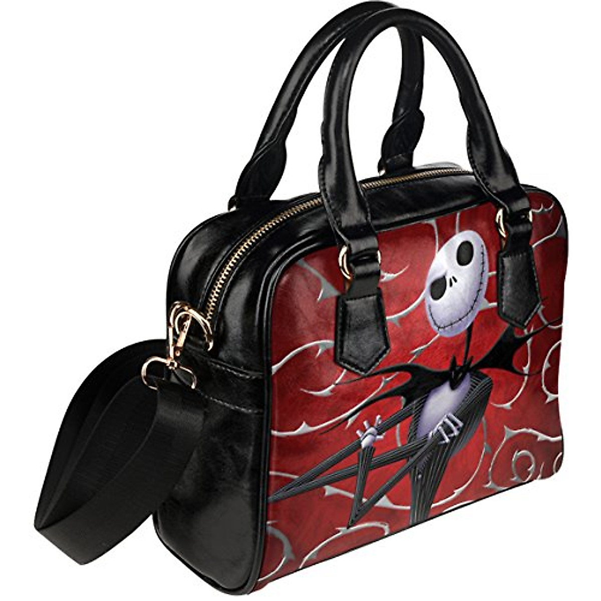 Female Crossbody Shoulder Top-handle Bags Shell Handbag with Jack Skellington Print