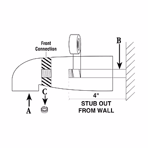 Danco, Inc. 80764 Spout, Front, Metal, Chrome, for Use with 1/2 in, 3/4 in IPS Connection and Tub/Shower Faucet Brands