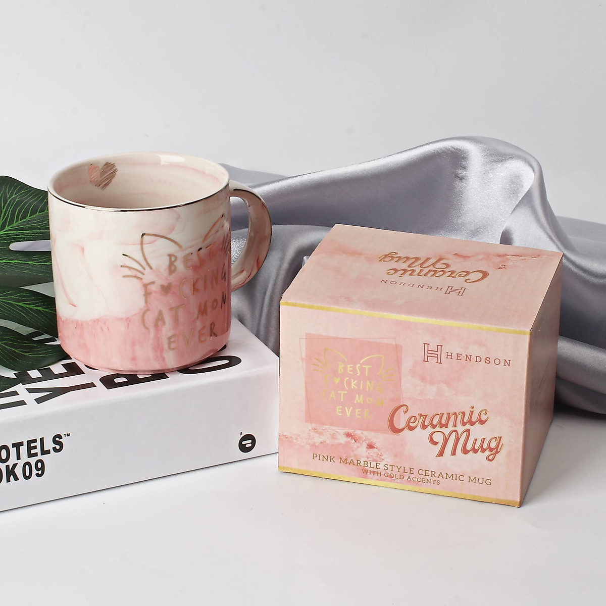 Cat Mom Gifts for Women - Crazy Cat Lady Coffee Mug Gift for Cat Lover Mom, Daughter, Sister, Aunt, Wife, Best Friends, BFF, Coworkers, Her - Best Cat Mom Ever - Pink Marble Mug, Ceramic 11.5oz Cup