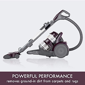 Kenmore Friendly Lightweight Bagless Compact Canister Vacuum with Pet Powermate, HEPA, Extended Telescoping Wand, Retractable Cord and 2 Cleaning Tools, Eggplant