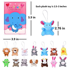 FUN LITTLE TOYS 28 Packs Valentines Mini Plush Toy Set, Cute Stuffed Animal for Kids, Valentine Cards for Students, Classroom