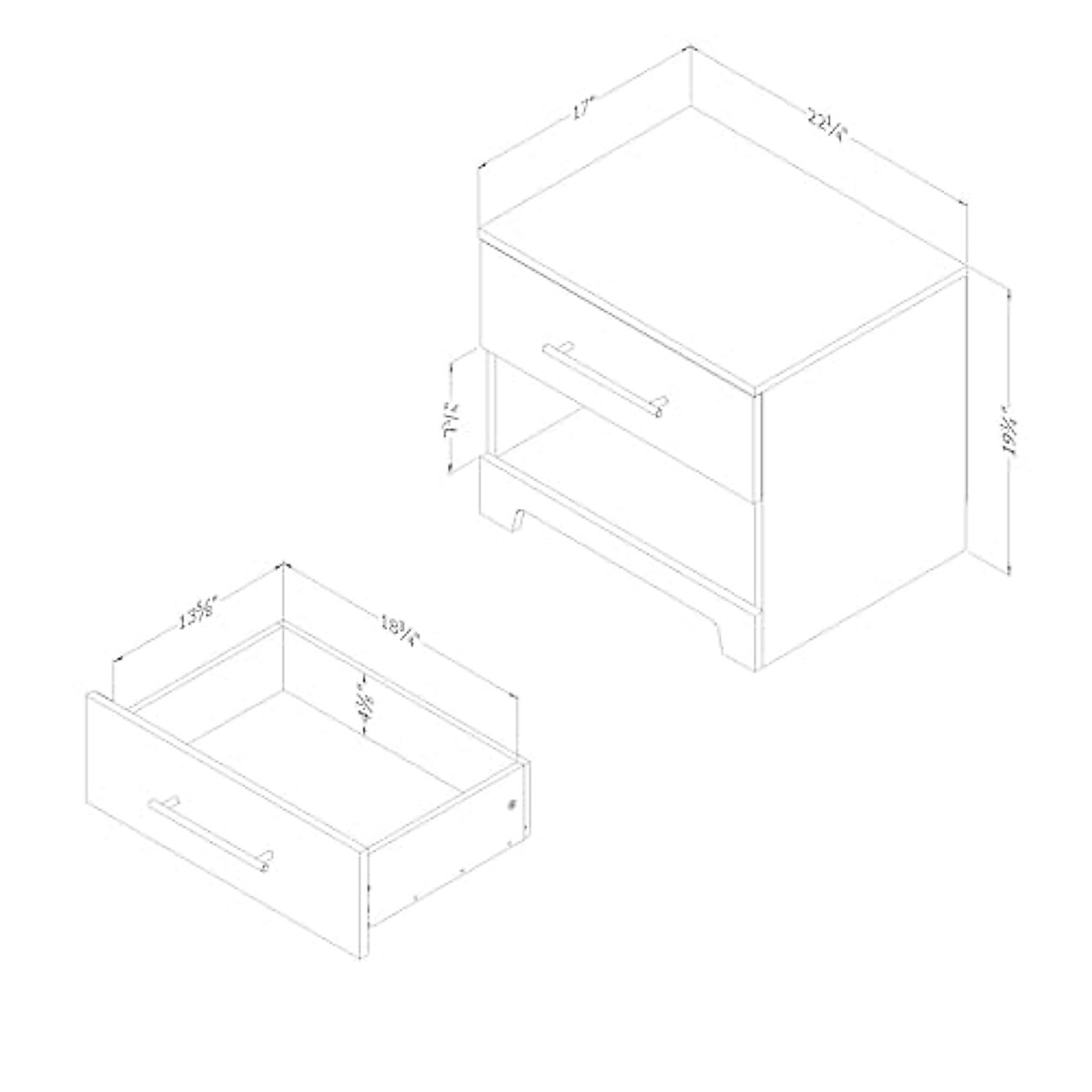 South Shore Primo 1-Drawer Nightstand, Rustic Oak