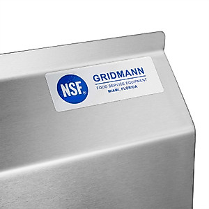GRIDMANN Stainless Steel 1 Compartment Utility Sink with Left Drainboard, NSF Certified Commercial Kitchen Sink, 18" x 18" x 12" Bowl