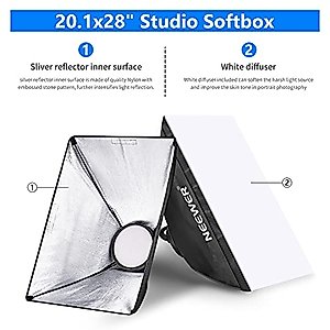 Neewer RGB LED Softbox Lighting Kit with 2.4G Remote: 3-Pack 48W Dimmable LED Light Head with 3200~5600K/CRI95+/360°Full Color/10 Scene Effect with Softbox, Stand and Boom Arm for Studio Photography