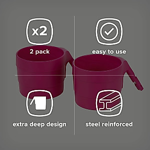 Diono XL Car Seat Cup Holders for Radian and Everett Car Seats, Pack of 2 Cup Holders, Purple Plum