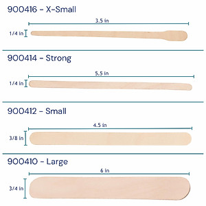 Dukal Small Wooden Wax Sticks - Body Hair Removal Applicator for Waxing, 3/8” x 4.5” (Pack of 100)