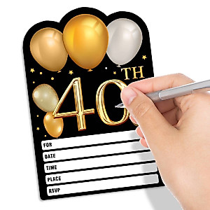 Simimi art 30 Gold Glitter 40th Birthday Party Invitations cards with Envelopes