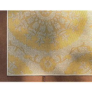 Unique Loom Outdoor Botanical Collection Area Rug - Medallion (4' 1" x 6' 1" Rectangle, Yellow/ Beige)