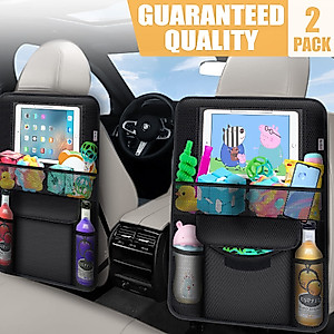 Kick Mats Back Seat Protector, 2Pack Waterproof Oxford Seat Back Protector, Car Seat Back Protector for Kids, Back of Seat Protector for Kids Feet Car Seat (2pc with Table Pocket)