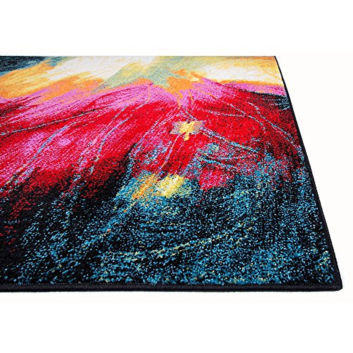 Home Dynamix Splash Mondrian Area Rug 5'2"x7'2", Abstract Black/Blue/Pink/Yellow