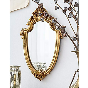 Funerom Vintage 11.6 x 9 Inch Decorative Wall Mirror Gold Shield Shape