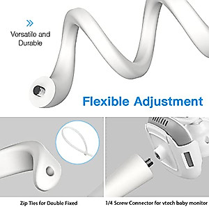 XLTTYWL vtech Baby Monitor Crib Mount with Shelf Connection Baby Crib Accessories Compatible with VTech VM819/VM3252 Baby Monitor (Gooseneck Shape Mount)