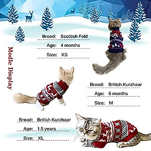 CooShou 2Pcs Dog Christmas Sweater Cat Christmas Sweater Cat Dog Knitwear Sweater Xmas Pet Clothes Winter Warm Reindeer Snowflake Merry Christmas Cat Sweaters for Small Medium Cats Dogs XXL