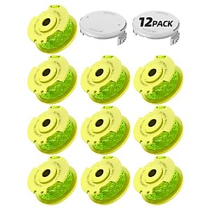 Weed Wacker String Compatible with Ryobi One Plus+ AC80RL3, 0.08'' String Trimmer Line,Weed Eater String Compatible with Ryobi 18V, 24V, 40V Trimmers(10 Replacement Spool, 2 Trimmer Cap Cover)