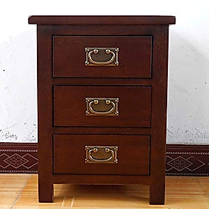 Kendyoak Aurotrice Oak Bedside Table 3 Drawers, Walnut NC Paint Cabinet, Oak Internals W:42cm